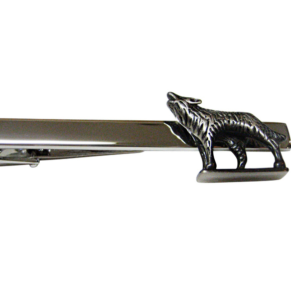 Kiola Designs | Accessories | Gunmetal Toned Howling Wolf Square Tie ...